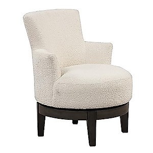 TARTOP 360 Degree Swivel Wingback Accent Chair Elegant Upholstered Seating Durable Rubberwood Legs for Any Space, Beige
