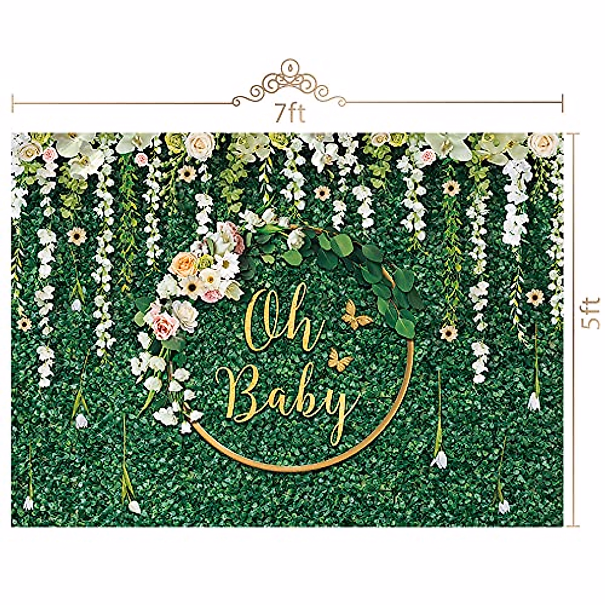 Maijoeyy 7x5ft Baby Shower Backdrop Greenery Oh Baby Backdrop for Girl or Boy Floral Gender Neutral Baby Shower Backdrop for Photography Newborn Announce Pregnancy Party Decorations