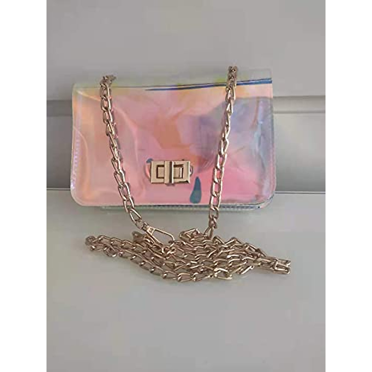 Mini Holographic Bag Evening Clutch Purses Clear Purse Iridescent Purse Shoulder Bag Handbags for Women and Girls