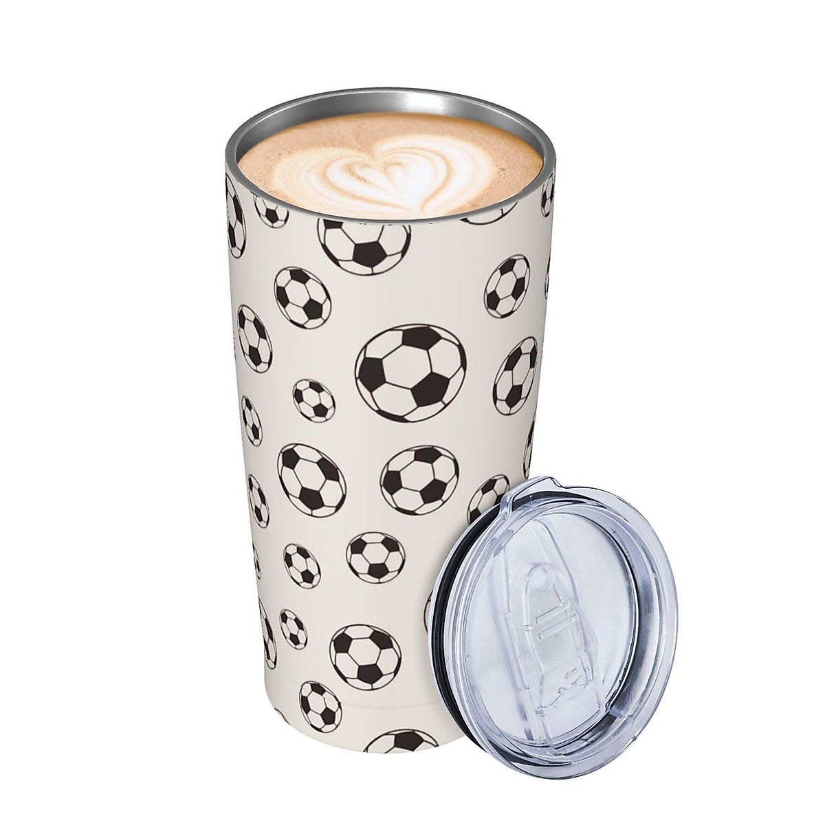 JASROTAO Soccer Balls Tumbler, Sports 20oz Stainless Steel Insulated Travel Tumbler,Travel Coffee Mug with Lid and Straw Cups Gifts for Women Men