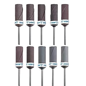 𝐋𝐮𝐨 𝐤𝐞 10 Pcs Mixed Grit Sandpaper Rolls Set,3/32 Inch Shank Abrasive Sanding Sleeve for Rotary Tool