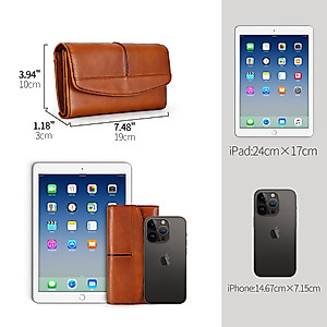 LETEULO Womens Real Leather Wallets Handmade Ladies Clutch Card Organizer Holder (Coffee)