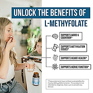 L Methyl Folate 15mg plus Methyl B12 Cofactor - Professional Strength, Active 5-MTHF Form - Supports Mood, Methylation, Cognition – Bioactive forms of Vitamin B9 & B12 (60 Capsules)