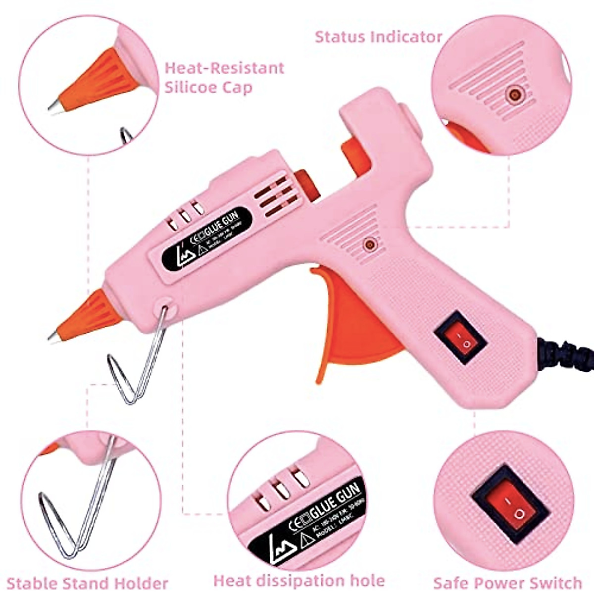 Liumai , Mini Hot Glue Gun Kit with 20 Glue Sticks for Crafts School DIY Arts Home Quick Repairs