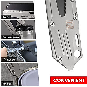 ITOKEY Multitool knife, EDC Keychain Knife with Bottle Opener, Pocket Box Cutter Utility Knife, Wrench, Pry Bar Tool, Ruler, Screwdriver, Extra 10 Razor Blades and Small Hex Bit, Multi Tool for Men