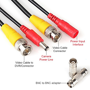 BNC Cable, 200ft 4Pack All-in-One Siamese Video and Power Security Camera Wire Cord with 2 Female Connectors for All Max 5MP HD CCTV DVR Surveillance System