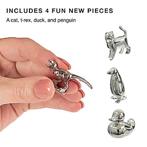8-Pack Replacement Pawns Compatible with Monopoly - T-Rex, Terrier, Race Car, Top Hat, Battleship, Cat, Duck, Penguin - New Edition Metal Classic Board Game Tokens - Replace Lost or Broken Pieces