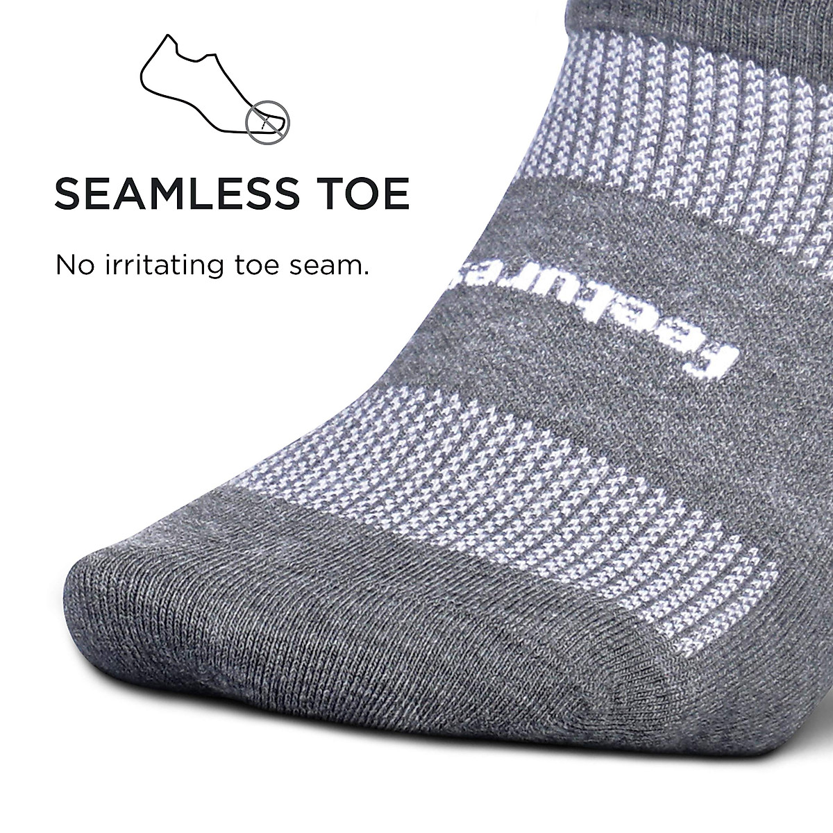 Feetures High Performance Ultra Light Ankle Sock - No Show Socks for Women & Men with Heel Tab - Heather Gray, M (1 Pair)
