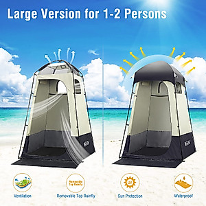 G4Free Large Camping Privacy Shelter Tent, Portable Outdoor Easy Set Up Shower Tent Dressing Changing Room with Carry Bag, Camp Toilet (Black)