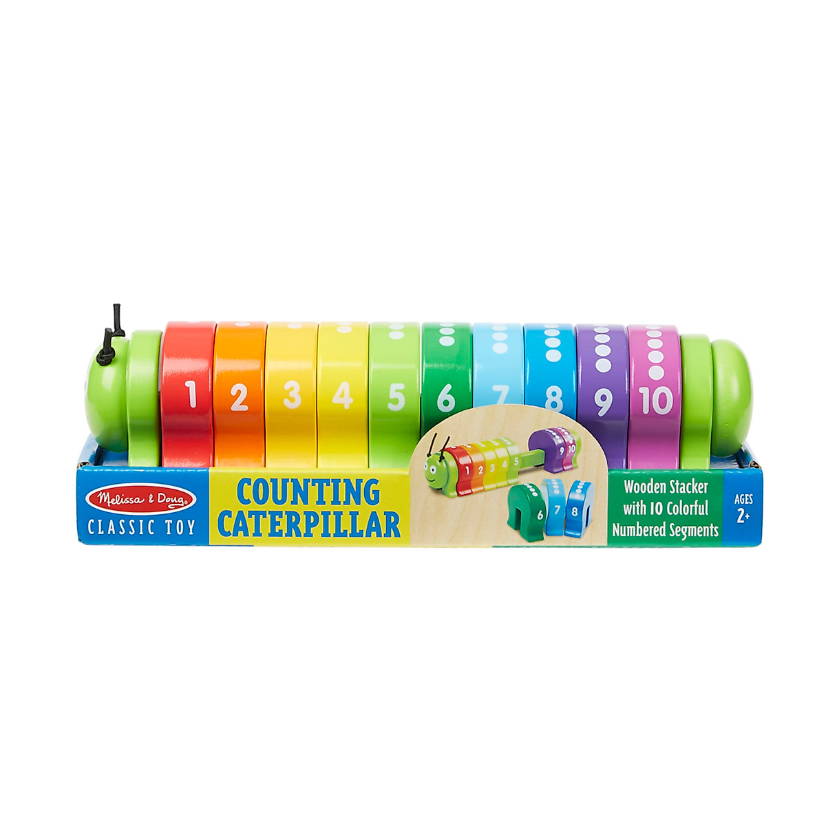 Melissa & Doug Counting Caterpillar - Classic Wooden Toy With 10 Colorful Numbered Segments