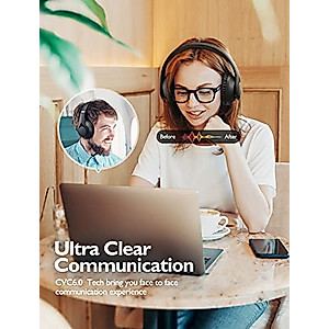 60Hrs Wireless Headphones Over Ear, BT5.0, Wireless Headphones with Microphone, Stereo Headphones with Deep Bass, Foldable Lightweight Wired Wireless Headphones for TV PC Laptop Kids Home Office