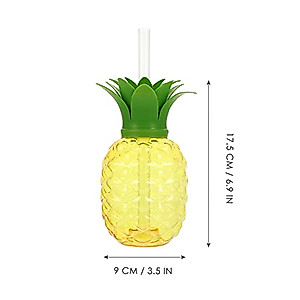 4pcs Pineapple Cup Beach Cup Upside down Pineapple Hawaiian Cups Summer Party Cups Tropical Cups with Straws Pineapple Juice Cup Water Cup Water Cups Modeling Plastic Drinks Child