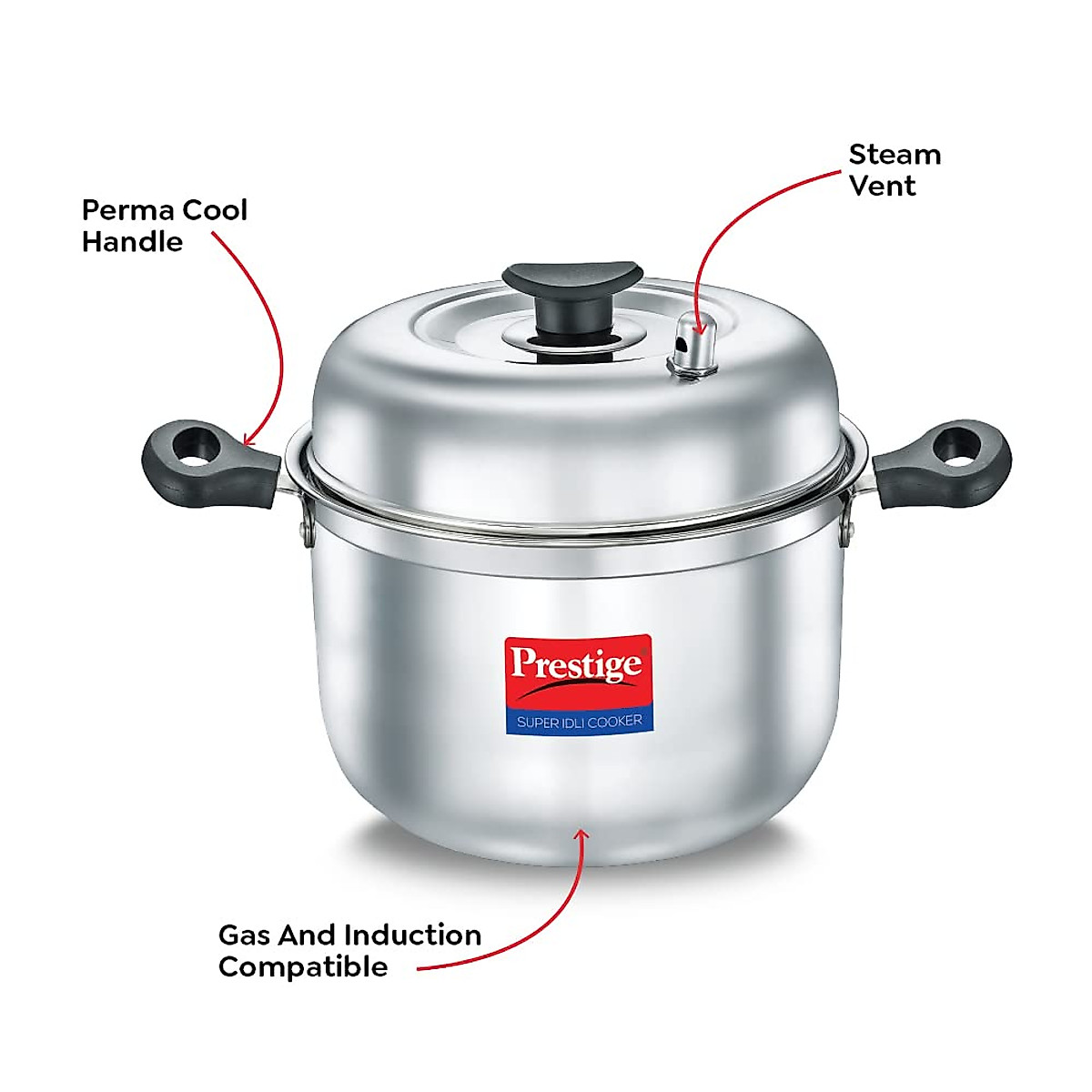 TTK Prestige PRID6 Cooker, 5Plates + 1 Mini Idli Plate, SILVER