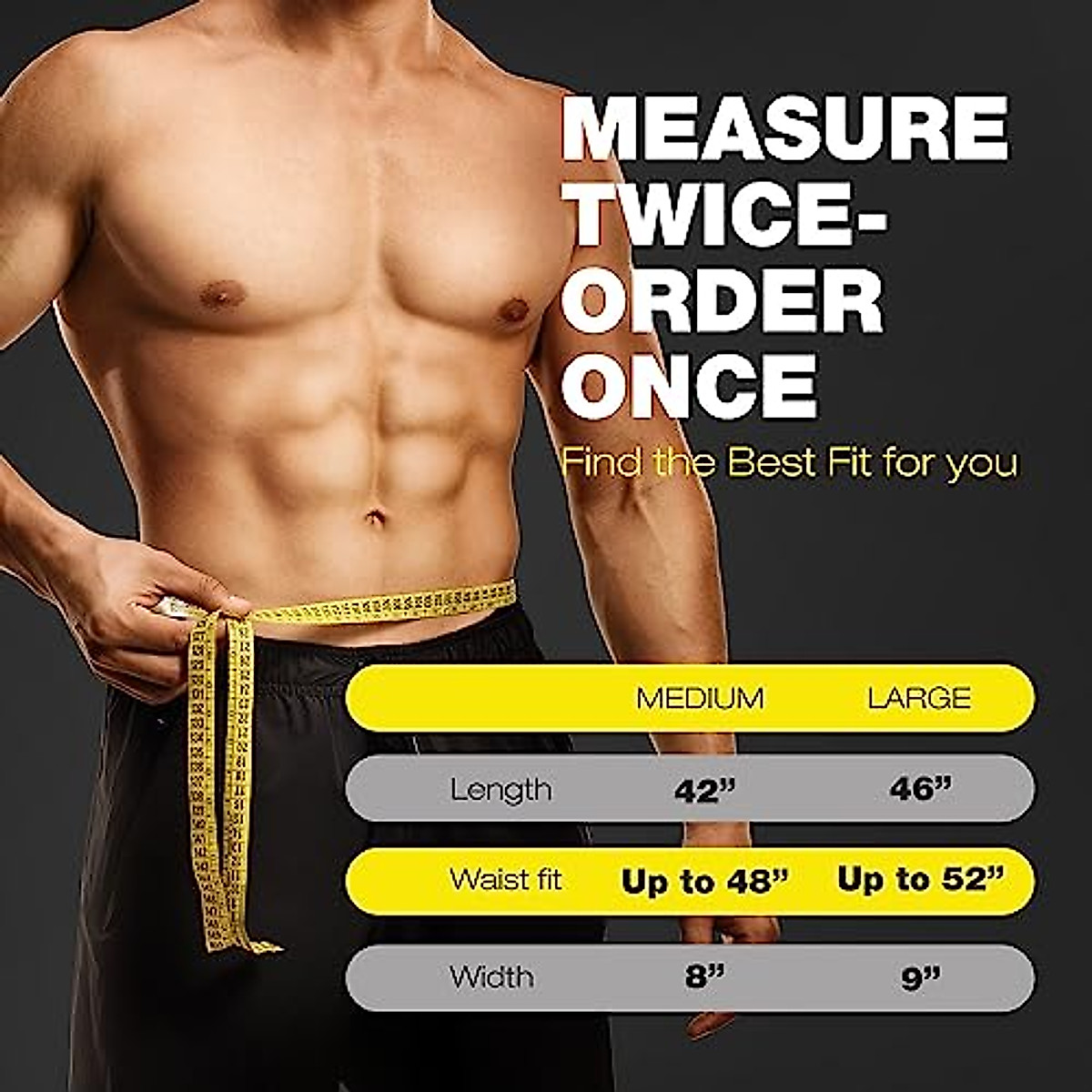 ActiveGear Waist Trimmer Belt for Stomach and Back Lumbar Support, Medium: 8" x 42" - Yellow