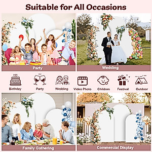 Dovnis Set of 3 Wedding Arch Cover, 7.2ft, 6.6ft, 6ft White Spandex Arch Covers Stretchy Backdrop, Round Top Chiara Backdrop Cover for Wedding Birthday Party Baby Shower Banquet Decoration[White]
