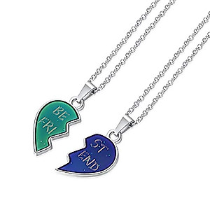 FM FM42 Temperature Sensing Color Changing Best Friend 2-Split Heart Pendant Necklace Set, Pack of 2