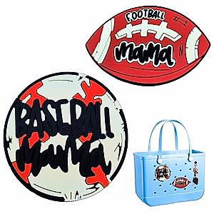 Lovyit Bogg Bag Sports Charms Accessories Decorative Insert Charms for Simply Southern Totes and Beach Bags, Rubber 3" Baseball Sports Charm Accessories for Beach Totes (Baseball+football)