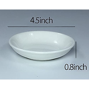 Mozacona 4pcs White Ceramic Seasoning Dishes Dipping Bowls -4.5inch