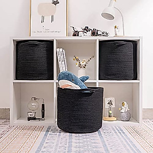 CubesLand Woven Baskets for Storage&Organizing,Round Cubes Baskets Bins for 13x13 Cube Organizer/Shelving,Rope Toy Storage Bins,Cloth Closet Organizing Basket Bin 3 Packs,12.6x12.6’’ Black