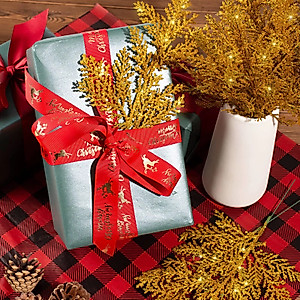 TORINALITAL 22PCS Christmas Tree Picks Sprays, Gold Glitter Artificial Pine Needles Faux Christmas Floral Picks Branches for Christmas Tree Wreath Wedding Bouquet Winter Seasonal Holiday Decoration