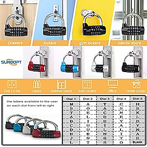 Gym Locker Lock,5 Letter Word Lock,5 Digit Combination Lock,Safety Padlock for School Gym Locker,Sports Locker,Fence,Toolbox,Case,Hasp Storage (Black)