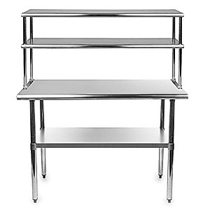 KPS Commercial Stainless Steel Work Prep Table 18 x 30 with Double Overshelf 12 x 30 - NSF