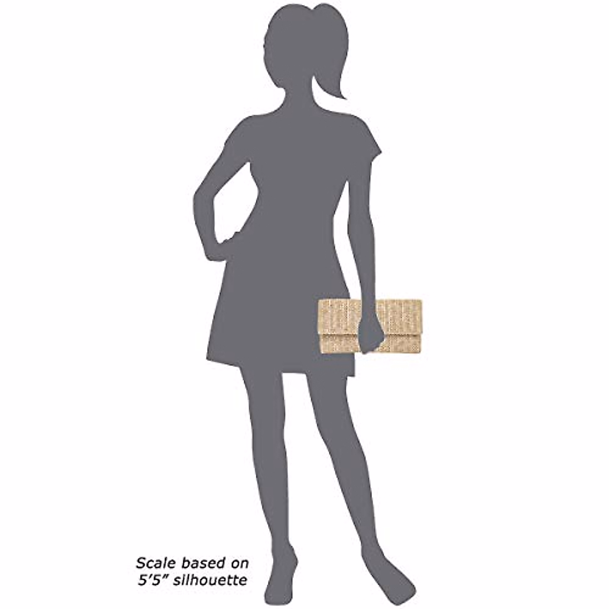JNB Natural Straw Flat Clutch, Natural Medium