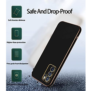 Tiwinxing Compatible with Oppo Reno 6 Pro Case for Women Men, Ultra Thin Oppo Reno 6 Pro Phone Case Silicone Cute Shockproof Plating Electroplate Soft Cases Cover (Black)