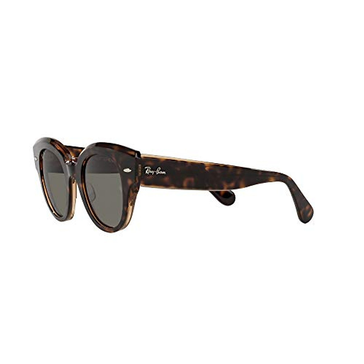 Ray-Ban Women's RB2192 Roundabout Round Sunglasses, Havana On Transparent Brown/Dark Grey, 47 mm