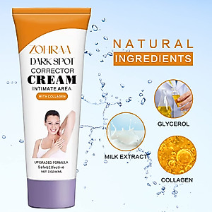 ZOHRAA Dark Spot Corrector Cream, Underarm Cream with Advanced Formula, Instant Results for Moisturizes Neck, Knees, Elbows, Armpit, and Private Parts - 2 fl. Oz