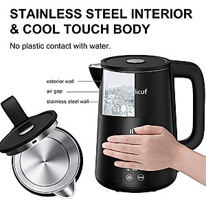 Onlicuf Temperature Control Electric Kettle, Long-term Keep Warm 304 SS Interior 1.7 L Electric Tea Kettle & Hot Water Boiler with Real Time Display,Auto-Off & Boil-Dry Protection, BPA Free