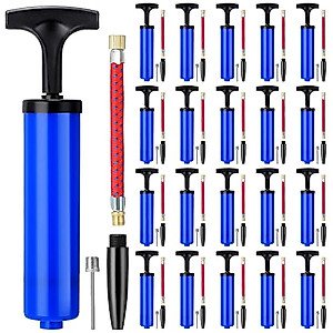 Jerify 20 Sets 8 Inch Ball Pump Kit Portable Sports Ball Air Pump, Soccer Pump with Needle Extension Hose Inflator for Inflate Football Basketball Volleyball Balloon Rugby Netball(Blue)