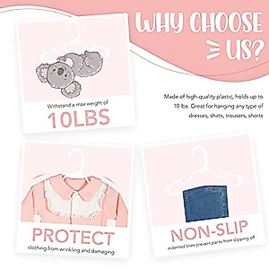 HOUSE DAY Plastic Baby Hangers for Closet 60 Pack, Durable Plastic Kids Hangers for Baby Clothes, Thin & Compact Childrens Hangers, Space Saving White Baby Hangers, Small Hangers for Kids Clothes