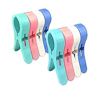 IELEK Beach Towel Clips Jumbo Size for Beach Chairs/Pool Lounges/Cruise Plastic Towel Clamp Clip Holder-Keep Your Towel,Clothes,Quilt,Blanket from Blowing Away,Bright Colors Clothes Lines(8 Pack)