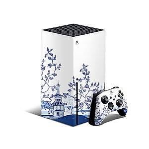 ZOOMHITSKINS Compatible with X1 Series X, Orient Pagoda Blue White Japan Temple Asia, Durable, Bubble-free, Goo-free, Made in USA