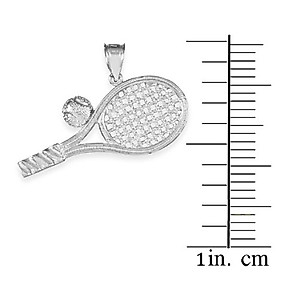 Sports Charms Sterling Silver Smashing Racquet and Ball Charm Tennis Pendant