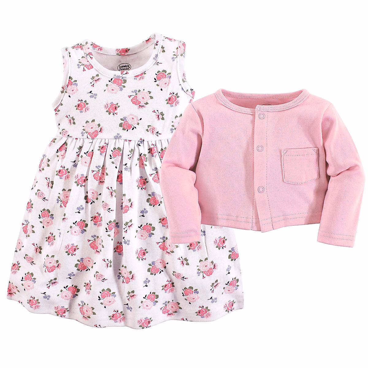Luvable Friends baby girls and Cardigan Casual Dress, Pink Floral, 5T US