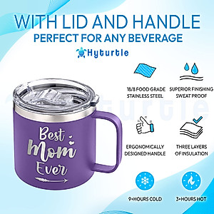 Hyturtle Best Mom Ever Coffee Purple Mug/Tumbler 14oz Gift For Women, Mothers Day Gifts For Mom From Daughter, Son, Kids - Birthday Gift Ideas For Mom - Christmas Gifts For Mom, Her, Wife