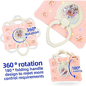 [Super Cute Rainbow Handle Unicorn Case] Compatible with iPad 10.2 Inch 2021/2020 iPad 9th/8th (Orange)