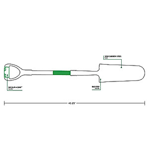 Hooyman Spade Shovel with Heavy Duty Carbon Steel Head Construction, Ergonomic No-Slip H-Grip Handles, D Handle, and Oversized Steps for Gardening, Land Management, Yard Work, Farming and Outdoors