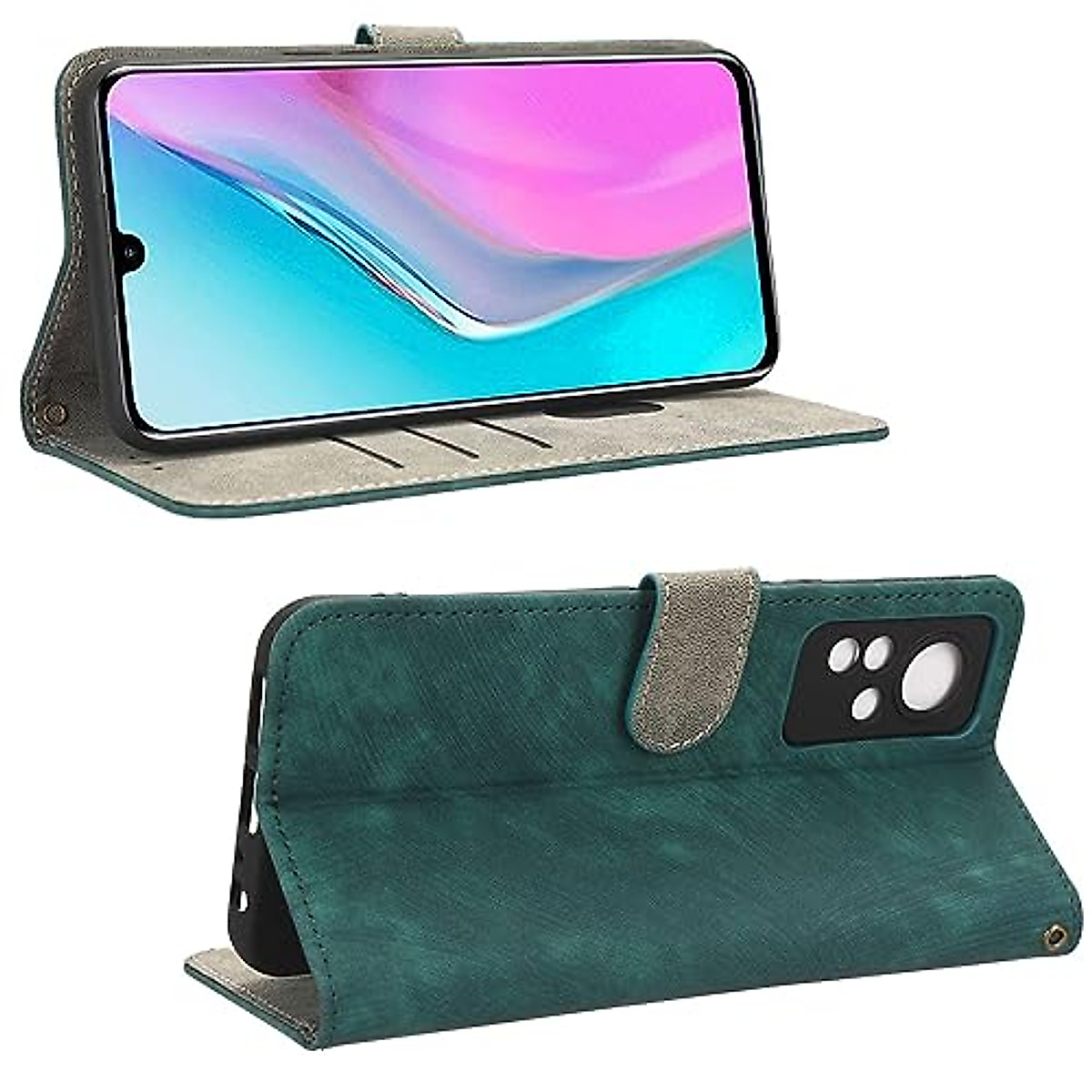 Case Compatible with Infinix Note 11 X663 X663B,Case with Card Slot.Wallet Design,RFID Protection.Standable Flip Case Green