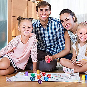 TecUnite 25 Pieces Polyhedral Dice Set 6 Sided Game Dice Set with Black Pouch for Table Games (Colorful)