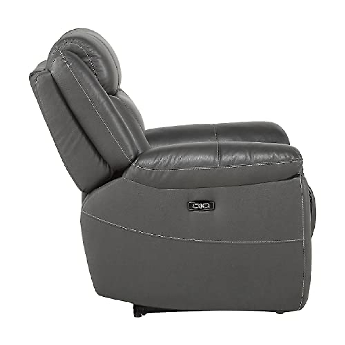 Lexicon Finlay Top Grain Leather Power Double Reclining Sofa, Dark Gray