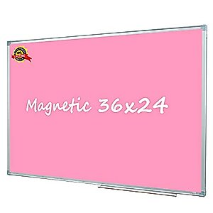 Lockways Magnetic Dry Erase Board, Pink Color Surface Holiday Decor Whiteboard/White Board Christmas Decor 36 x 24 Inch