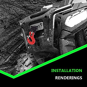 AMBULL Heavy Duty Forged Steel 3/8" Grade 70 Safety Latch Winch Cable Hook Stopper & Clevis Slip Hook Sets, Included Allen Wrench,Max 35,000 lbs, Red