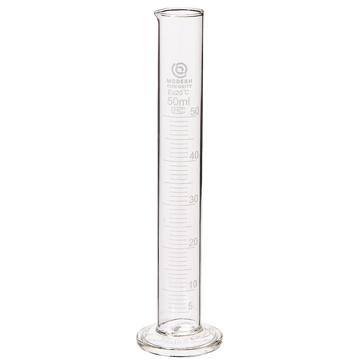 Modern Curiosity - Glass Graduated Cylinders - Education & Research Equipment - Industrial & Academic Laboratory - Borosilicate Glass Measuring Cups - Science & Chemistry Class Supply (50mL, 4 Pk)