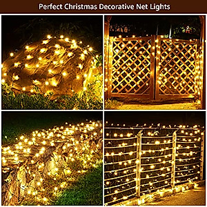 Led Christmas Net Lights Outdoor Christmas Decorations Lights 120Led 6.2ftx4.4ft, Connectable Outdoor Indoor Fairy Mesh String Lights for Party, Holiday, Wedding, Tree, Bushes Decorations (WarmWhite)