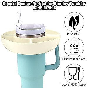 BABORUI Snack Tray for Stanley 30 oz Tumbler with Handle, Tumbler Snack Bowl Compatible with Stanley Cup 30 oz, Reusable Snack Ring for Stanley Cup Accessories(Silicone White)