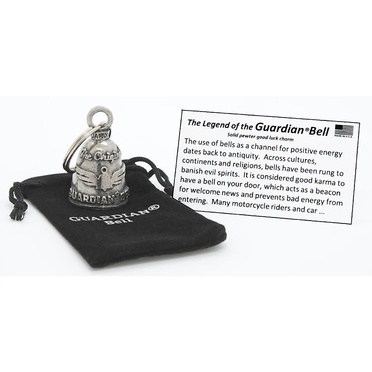 Guardian Bell Kraken Good Luck Bell w/Keyring & Black Velvet Gift Bag | Motorcycle Bell | Lead-Free Pewter | Good Luck Gift to Friends & Family | Bike Bell | Made in USA