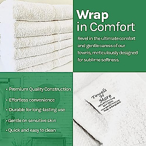 Towels N More - 6 Pack 22x44 Super Absorbent and Easy Care 100% Cotton Towels Ring Spun Loop - Home Essentials White and Soft Bathroom Towels Set - Ideal for Home, Gym, Hotels, Salon, Hair Dry